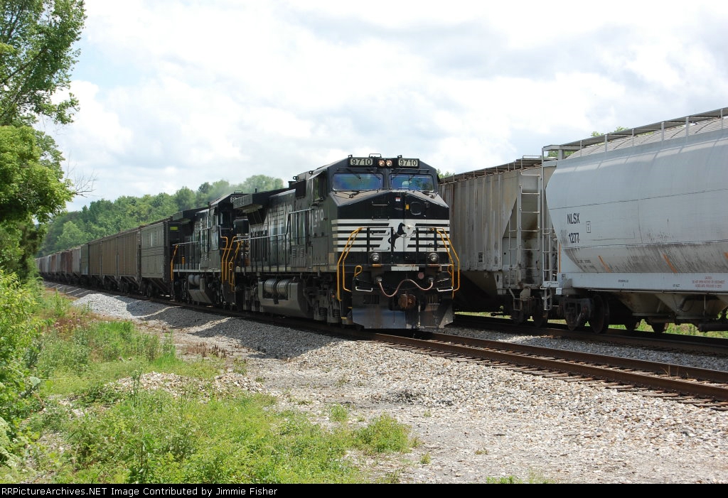 May 31, 2012: Westbound NS grain train on the Lilac siding